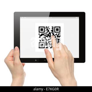 Scanning Of QR Code By Tablet Pc Stock Photo Alamy