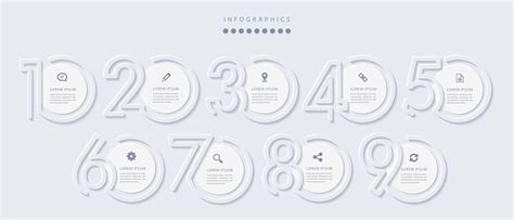 벡터 우아한 심플한 세련된 스타일 인포그래픽 디자인 Ui 템플릿 9 번호 레이블 및 아이콘 0명에 대한 스톡 벡터 아트 및 기타 이미지 0명 개념 그래픽 사용자