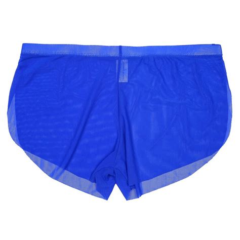 Usnsm Mens Mesh See Through Boxers Silk Underwear Sheer Boxer Trunk