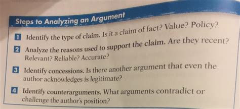 Steps To Analyzing An Argument Entify The Type Of Chegg Com