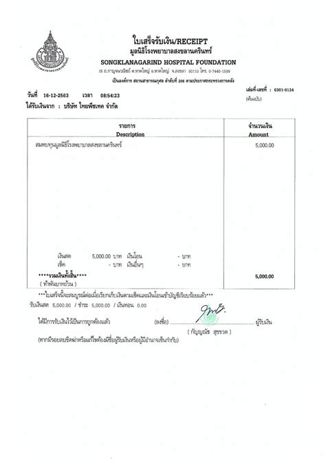 ร่วมบริจาคมูลนิธิโรงพยาบาลสงขลานครินทร์ บริษัท ไทยพีชเทค จำกัด