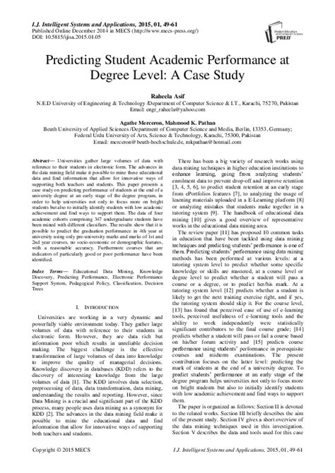 Pdf Predicting Student Academic Performance At Degree Level A Case Study