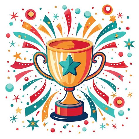 Celebrate Victory With A Golden Trophy And Confetti Explosion Premium