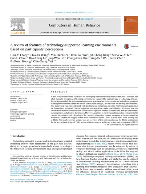 Pdf A Review Of Features Of Technology Supported Learning Environments Based On Participants