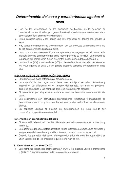 Determinación del sexo y características ligadas al sexo Determinación del sexo y