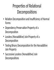 Session14 Ppt Properties Of Relational Decompositions Relation