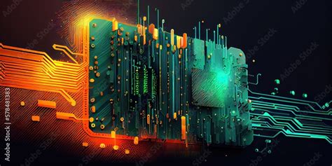 Computer Motherboard Micro Chips CPU RAM Circuitry Processor Technology Communication