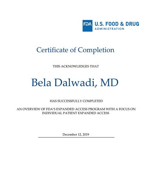 Dr Bela Patel Dalwadi On Linkedin Certificate Course Usfda Expanded Access Programme Fda