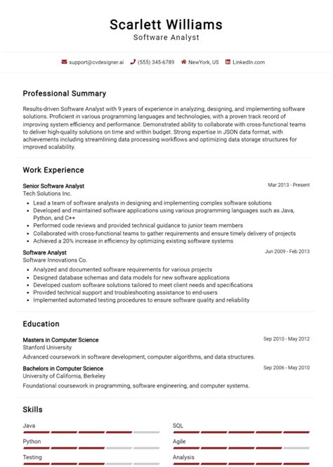 26 Software Analyst Resume Examples For 2024 Free Samples Cvdesigner Ai