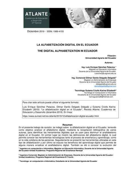 Pdf La AlfabetizaciÓn Digital En El Ecuador The Digital