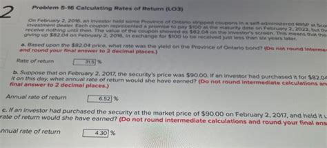 solved 2 problem 5 16 calculating rates of return lo3 on
