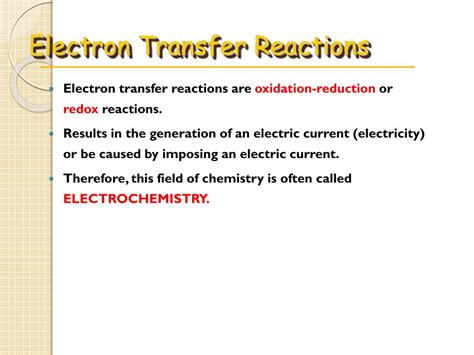 Ppt Electron Transfer Reactions Powerpoint Presentation Free Download Id