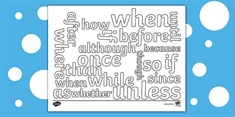 Third Grade Subordinating Conjunctions Word Cloud Coloring