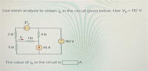 solved use mesh analysis to obtain i0 in the circuit given