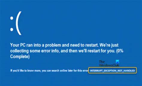 fix interrupt exception not handled bsod error