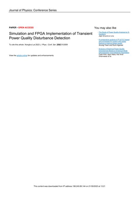 Pdf Simulation And Fpga Implementation Of Transient Power Quality