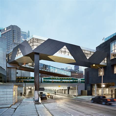 black and white bridge connects to toronto s convention centre