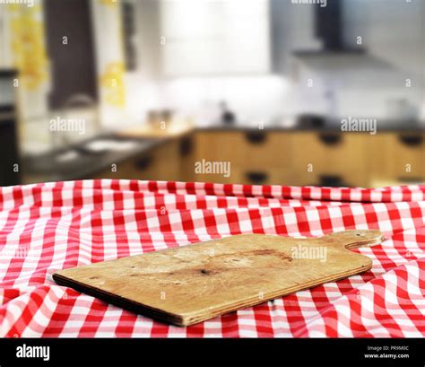 Empty Table With Empty Cutting Board For Product Display Montages Stock Photo Alamy