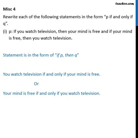 Misc Rewrite Each Statements In The Form P If And Only If Q