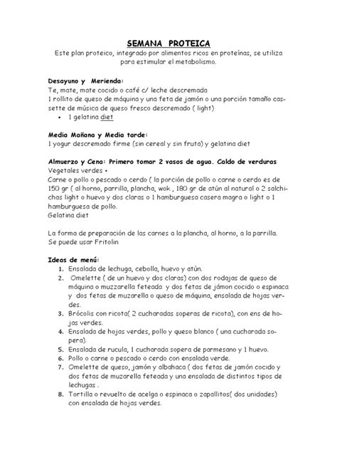 1 Semana Proteica Intensiva Pdf Ensalada Hamburguesas