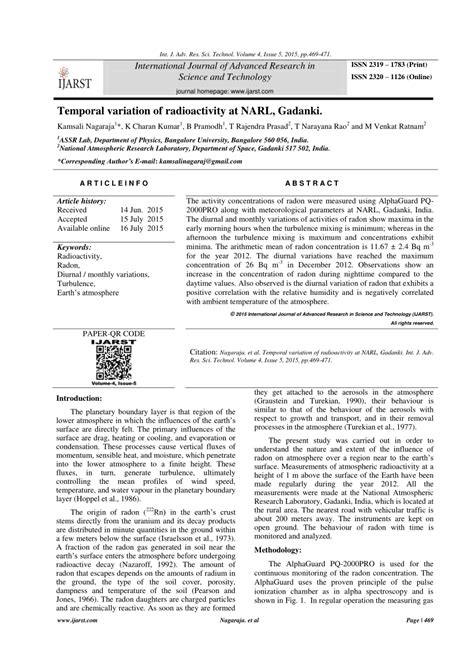 pdf temporal variation of radioactivity at narl gadanki