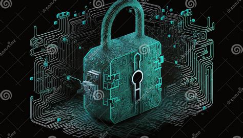 Padlock Over Graphics Representing Internet Cyber Security And Data