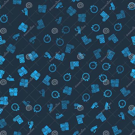 Set Security Camera Setting Stopwatch Air Conditioner And Video On Seamless Pattern Vector