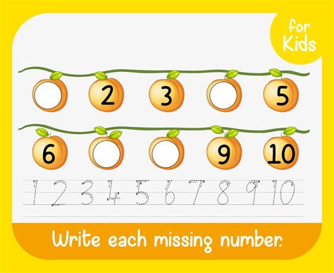 Write Each Missing Number Worksheet Vector Art At Vecteezy