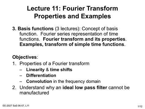 Lecture 11 Fourier Transform Properties And Examples