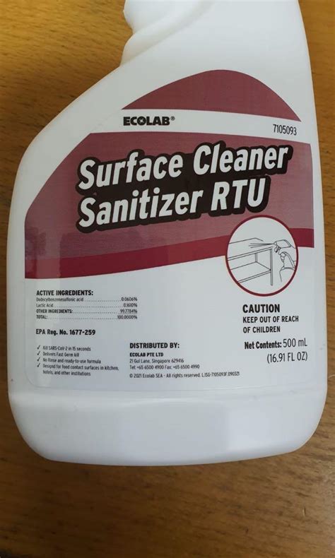 Ecolab Surface Cleaner Sanitizer Beauty And Personal Care Sanitisers And Disinfectants On Carousell