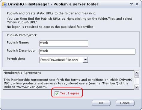 DriveHQ Online Help Publish Files Or Folders Using DriveHQ FileManager