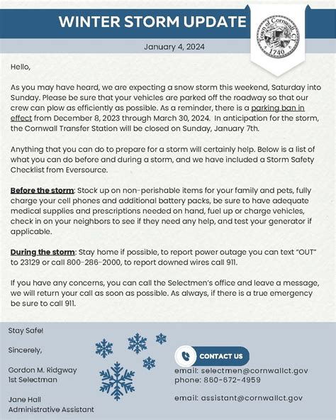 Winter Storm Ember Updates Cornwall Ct