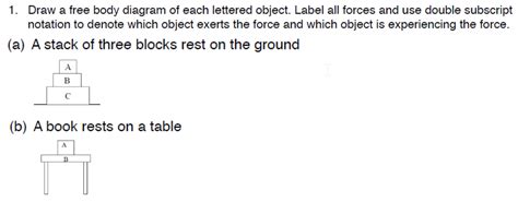 Solved Draw A Free Body Diagram Of Each Lettered Object Chegg