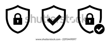 Shield Padlock Check Mark Protection Approve Stock Vector Royalty Free