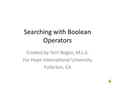 Boolean Searching Pptx