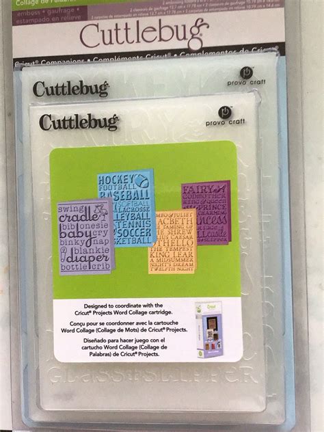New Cuttlebug Set4 Word Collage Embossing Folders Etsy