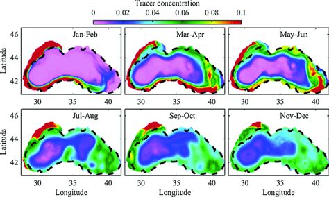 Bimonthly Mean Tracer Concentration At 40 M Depth In 1996 A Dashed Download Scientific Diagram