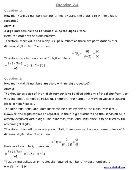 class 11th math permutations and combinations ncert solution cbse 2023