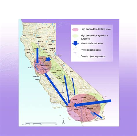 Map Showing The Main Water Transfers In California In 2013 Source