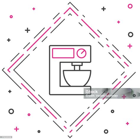 흰색 배경에 격리 된 라인 전기 믹서 아이콘 주방 믹서기 다채로운 개요 개념 벡터 3차원 형태에 대한 스톡 벡터 아트 및 기타