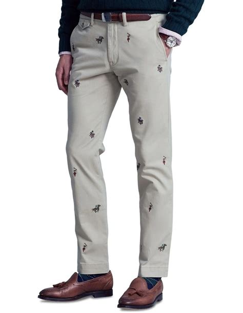 Polo Ralph Lauren Stretch Slim Fit Embroidered Chino Pant In Grey Myer