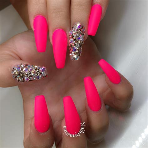 Hot Pink Matte Nails