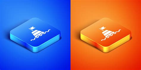 파란색과 주황색 배경에 고립 된 바다 아이콘에 등색 부표 정사각형 버튼입니다 벡터 0명에 대한 스톡 벡터 아트 및 기타 이미지 0명 3차원 형태 거리표식 Istock