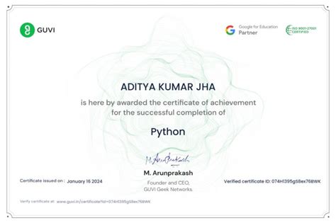 aditya kumar jha on linkedin just earned my python certificate 🚀