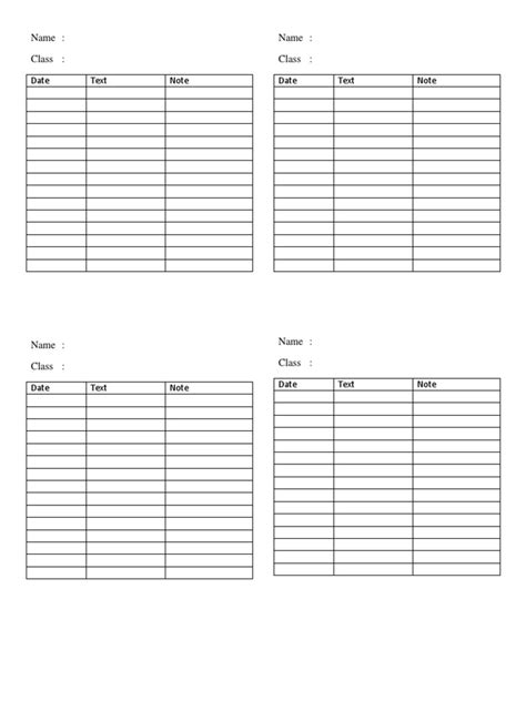 Name Class Name Class Date Text Note Date Text Note Pdf