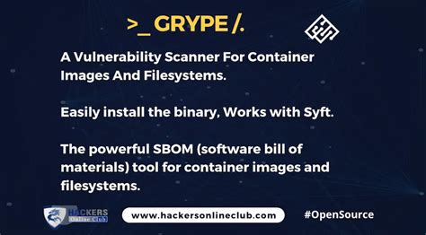grype a vulnerability scanner for container images and filesystems