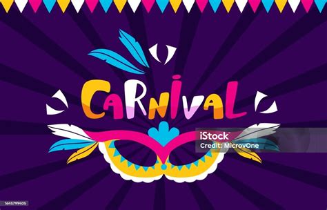 카니발 텍스트 배너 깃발 화환이 있는 카니발 로고 파티 포스터 브라질 또는 멕시코 축제 배경 축제 네오 테릭 벡터 디자인 라틴 아메리카 문화에 대한 스톡 벡터 아트 및 기타