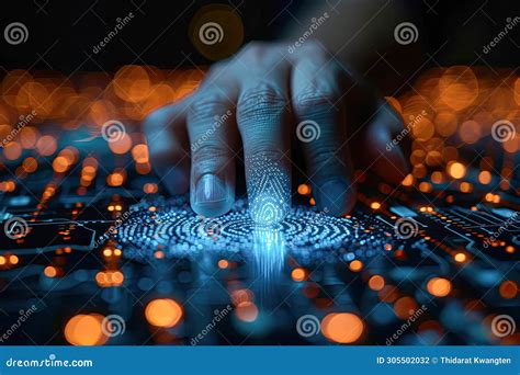 Business Man Fingerprint Scanning And Biometric Authentication Cybersecurity And Fingerprint