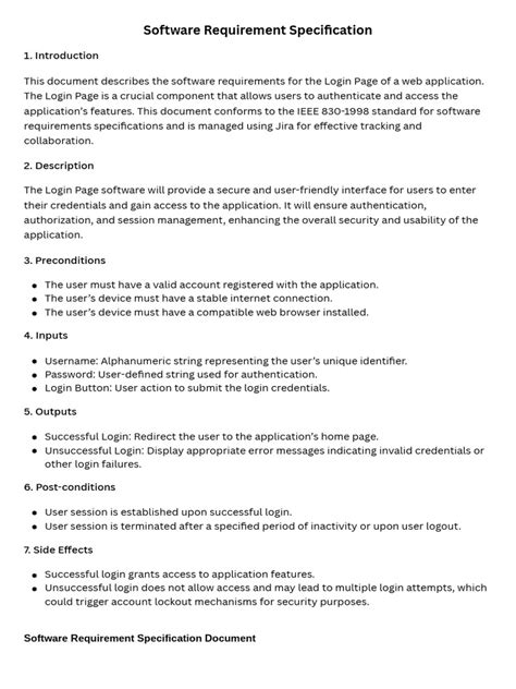 Software Requirement Specification Pdf Password Login