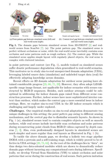 Doda Data Oriented Sim To Real Domain Adaptation For 3d Indoor